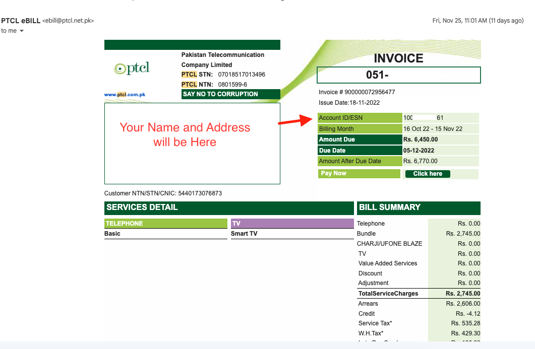 Check PTCL Bill | Duplicate Bill